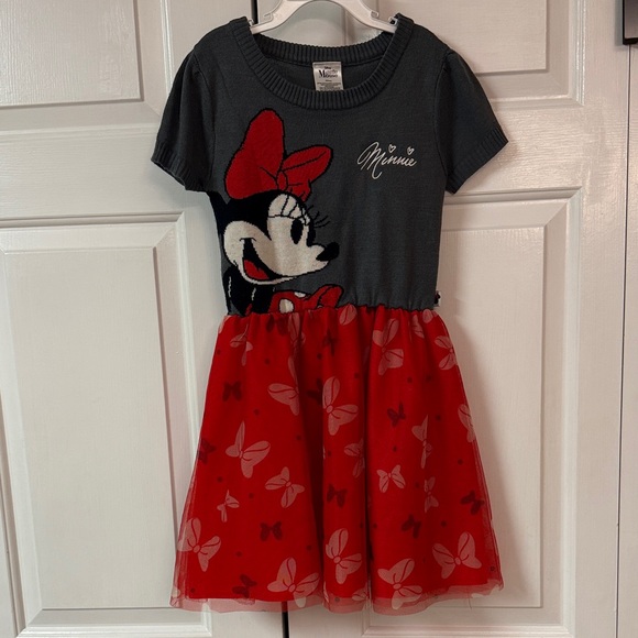 Disney | Dresses | Disney Minnie Mouse Gray And Red Dress | Poshmark